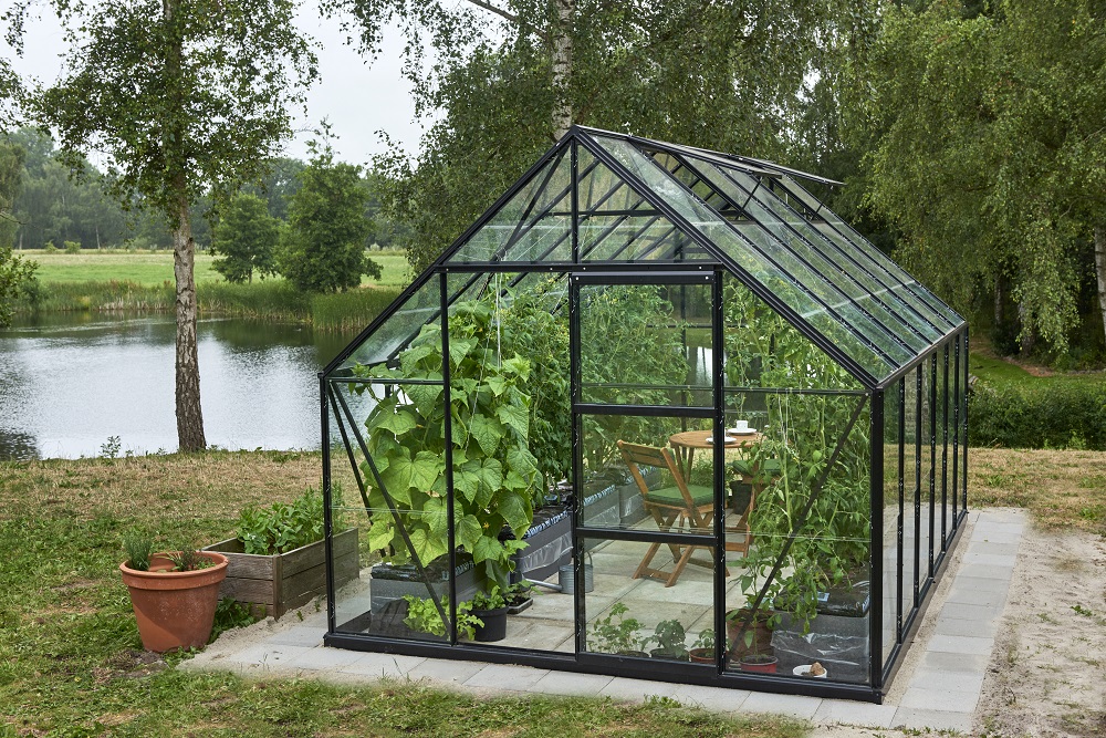 Drivhus Universal - Sort med herdet glass 9,9 m² - 20995,- - Hjemfint.no