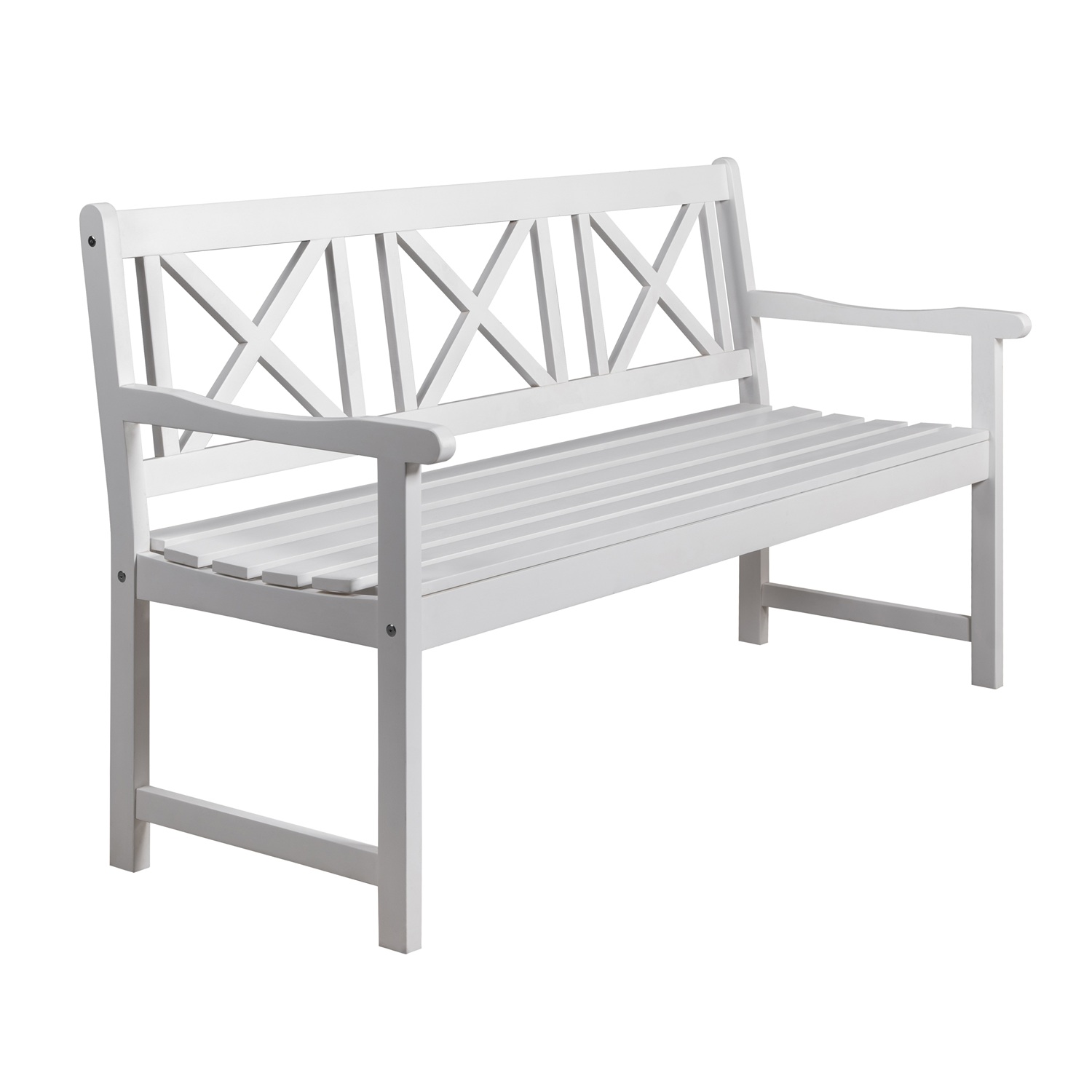 Hvit hagebenk i furu - Utendørs sittebenk for hage og terrasse - 2295 ...